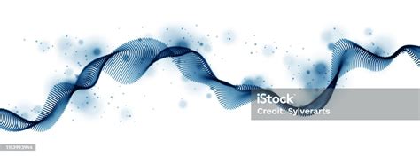 흐르는 에너지 입자 혼합 점의 물결 곡선 점선 3d 라인 벡터 효과 그림입니다 3d 미래 지향적 인 기술 스타일 물에 대한 스톡