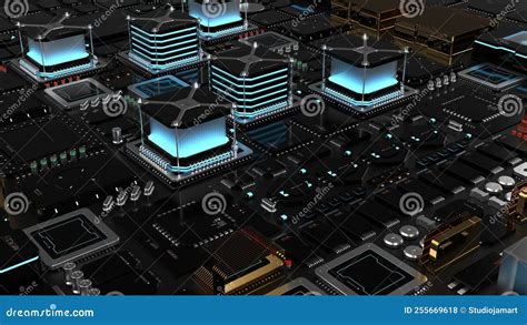 Components Of Quantum Computer Parts Stock Illustration Illustration Of Internet