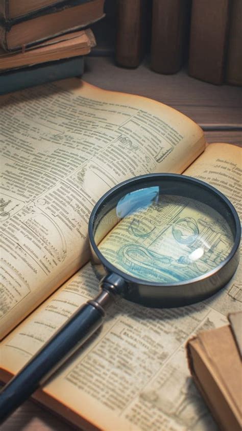 Books And Magnifying Glass Signify In Depth Exploration And Research
