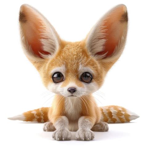 Adorable Fennec Fox Kit Big Ears Sitting Pose Stock Illustration Illustration Of Front