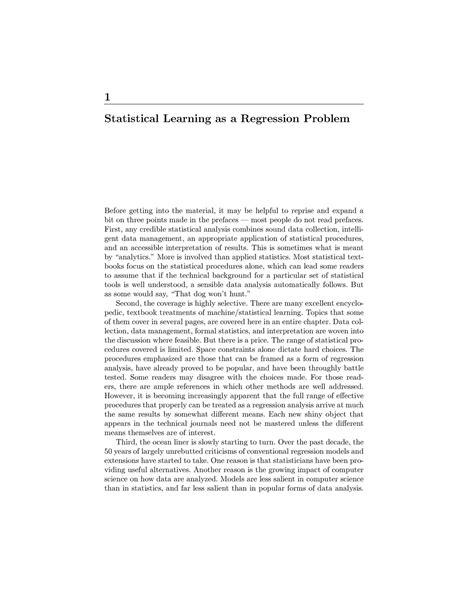 Chapter Statistical Learning As A Regression Problem Before Getting Into The Material It