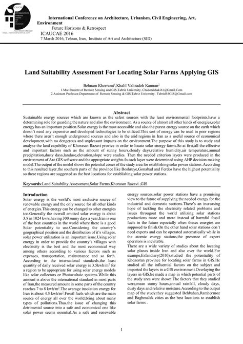 Pdf Land Suitability Assessment For Locating Solar Farms Applying Gis