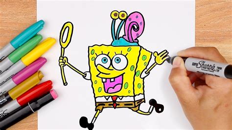 How To Draw SPONGEBOB Using Markers Step By Step YouTube