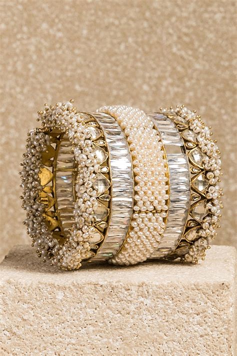 Buy Tarun Tahiliani Pearl Mesh Embellished Kada Online Aza Fashions