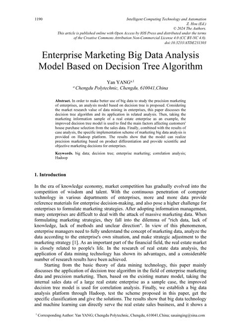 Pdf Enterprise Marketing Big Data Analysis Model Based On Decision