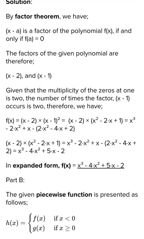 Solved Let F X Be A Polynomial Function With A Zero Of Multiplicity Of Course Hero