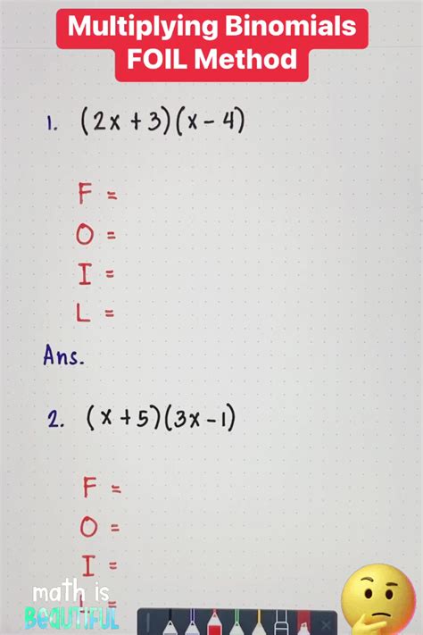 How To Multiply Binomials Using Foil Method How To Multiply Binomials Using Foil First Outer