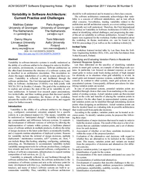 Pdf Variability In Software Architecture