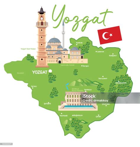 Yozgat Map Roman Bath In Yozgat Basilica Therma Stock Illustration