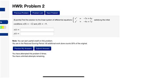 Solved Hw9 Problem 2 Previous Problem Problem List Next