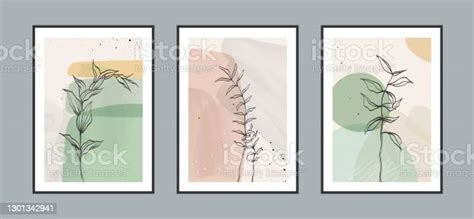 벽 장식 엽서 또는 브로셔 커버 디자인에 대한 다른 모양과 현대 추상 잎 라인 아트 배경 벡터 일러스트 디자인 배경 주제에 대한 스톡 벡터 아트 및 기타 이미지 Istock