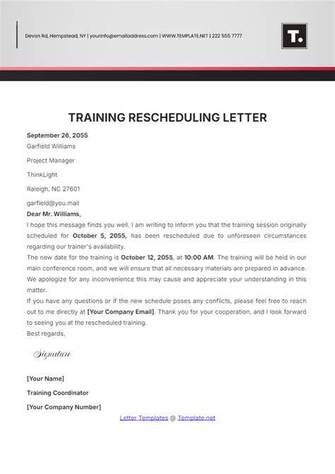 Free Training Letter Templates Editable And Printable