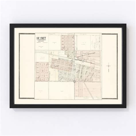 De Smet Map 1909 Vintage De Smet Map Old De Smet South Dakota Art Wall Art T For De Smet