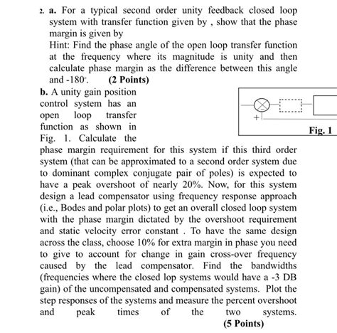 2 A For A Typical Second Order Unity Feedback