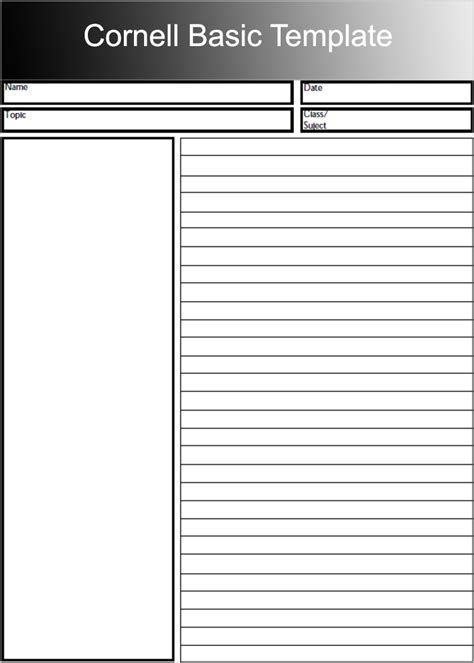 Printable Cornell Notes Templates Free Word PDF Format
