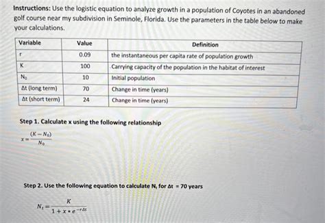 Solved Instructions Use The Logistic Equation To Analyze