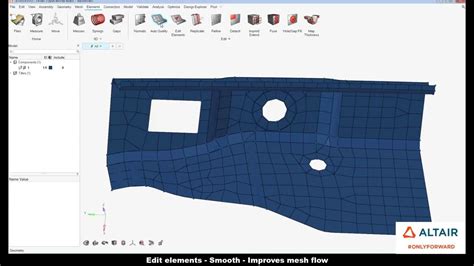 Hyperworks 2021 Mesh Edit Smooth Elements Youtube