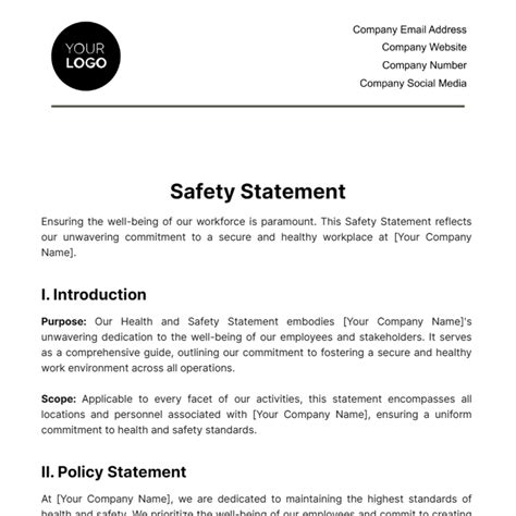 What Should A Safety Statement Include At Paul Crowe Blog