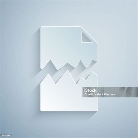 회색 배경에서 격리된 찢어진 문서 아이콘을 용지 잘라냅니다 종이 아트 스타일 벡터 0명에 대한 스톡 벡터 아트 및 기타 이미지 0명 3차원 형태 갈기갈기 찢어진