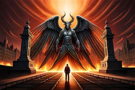 Dark Being In Hellish Surroundings Horned Entity Stock Illustration Illustration Of Preserve