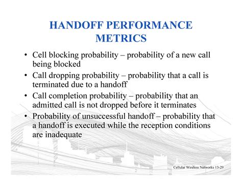 Handoff Performance Metrics Or Strategies Handoff Performance Metrics