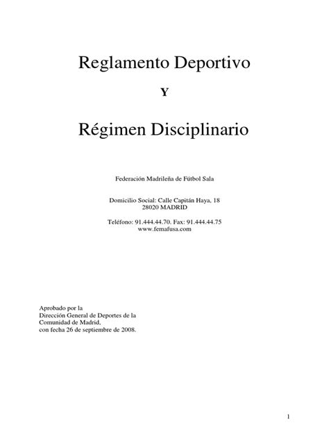 Reglamento Deportivo Y Regimen Disciplinario Fmfs Descargar Gratis Pdf Asociación De