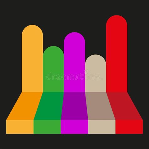 Colorful Bar Chart Bright Glossy Columns Data Visualization Vector 3d Shape Symbol Stock