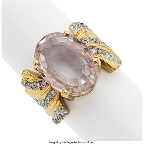 Kunzite Diamond Gold Ring Estate Jewelry Rings Lot 71069