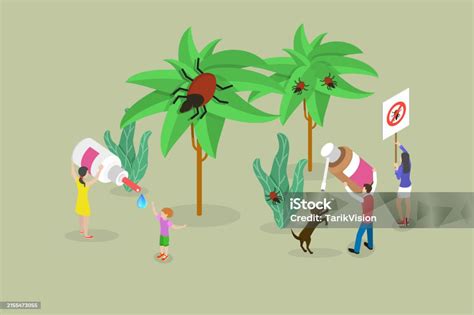 진드기 물림 보호의 3d 등각 투영 평면 벡터 개념 그림 모기 물림에 대한 스톡 벡터 아트 및 기타 이미지 모기 물림 보호