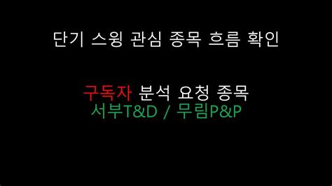 단기 스윙 관심 종목 대정화금 나인테크 Ts트릴리온 라온시큐어 트루윈 구독자 분석 요청 종목 서부tandd 무림pandp Youtube