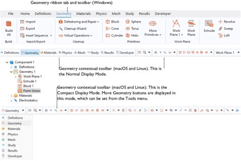 Comsol 63 The Geometry Toolbar