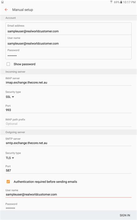 Guide Setting Up An IMAP Email Account On Android With Samsung Email App Real World Help Centre