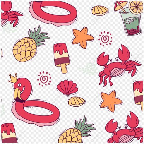 만화 일러스트 해변 과일 장난감 불가사리 배경입니다색깔빨간 Png 일러스트 무료 다운로드 Lovepik