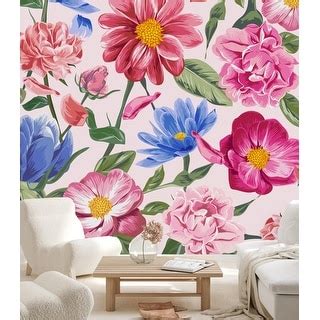 Pink And Blue Flowers Wallpaper Peel And Stick And Prepasted Bed Bath