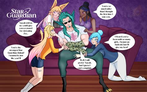 Rule 34 1boy 4girls Ahri Biceps Clothed Couch Sitting Dark Skin Hyper