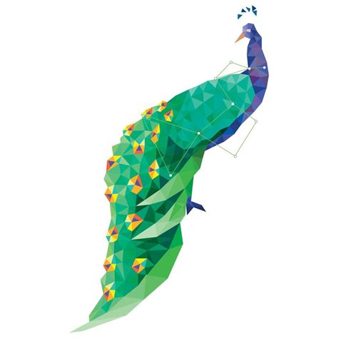 Pavo The Peacock Constellation With A Line Of Stars Triangle Polygonal