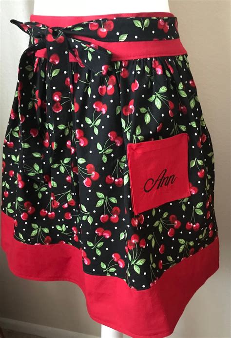 Cute Waist Apron For Women Cherries Fruit Fabric Waist Apron Apron