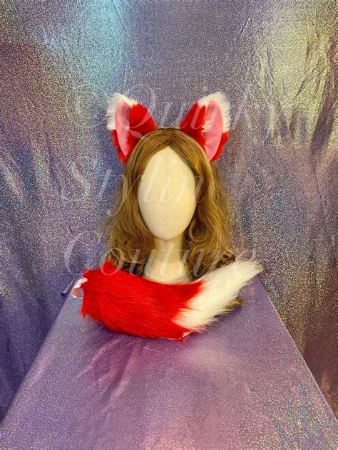 Red And White Kitsune Fox Ears Cute Otaku Lolita Rave Yokai Ear Headband