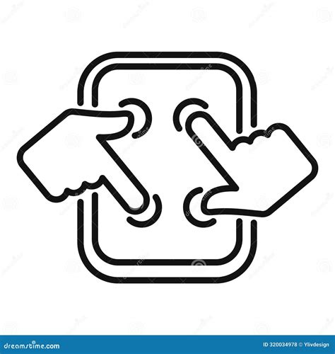 Line Art Icon Illustrating Fingers Performing Touchscreen Gestures Stock Vector Illustration