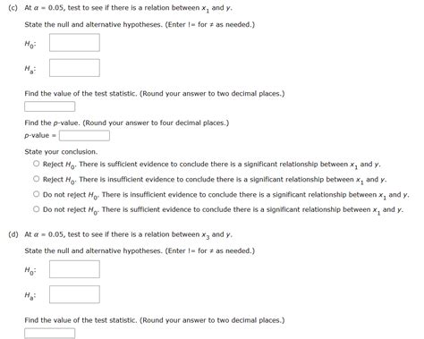 c At α test to see if there is a relation Chegg com