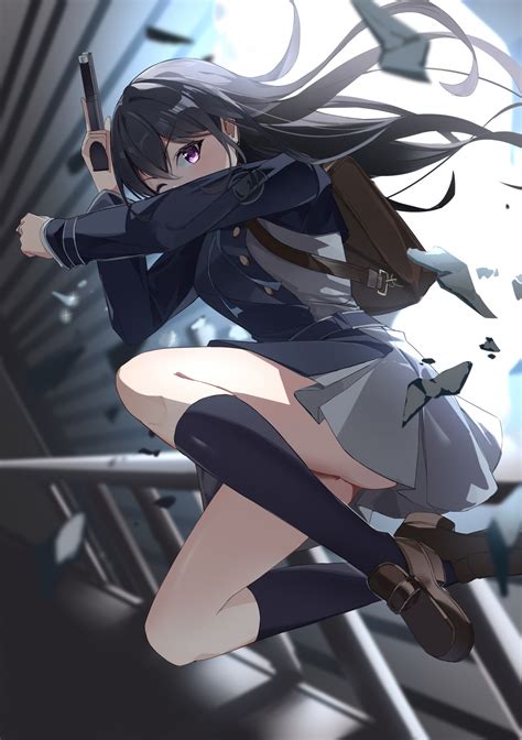 壁纸 动漫女孩 Lycoris Recoil Inoue Takina 长发 黑发 独奏 艺术品 数字艺术 粉丝艺术