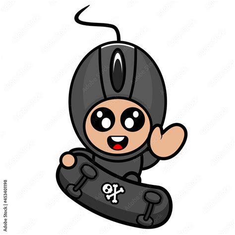 Doodle Vector Cartoon Cute Computer Mouse Mascot Costume Character
