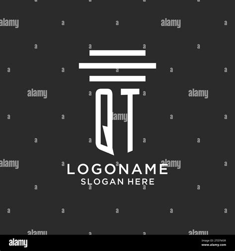 Qt Initials With Simple Pillar Logo Design Creative Legal Firm Logo Vector Graphic Stock Vector