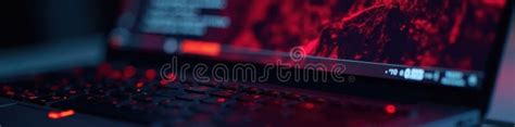 Close Up Of Laptop Screen Showing Malware Alert Flashing Red Computer Screen Digital Attack