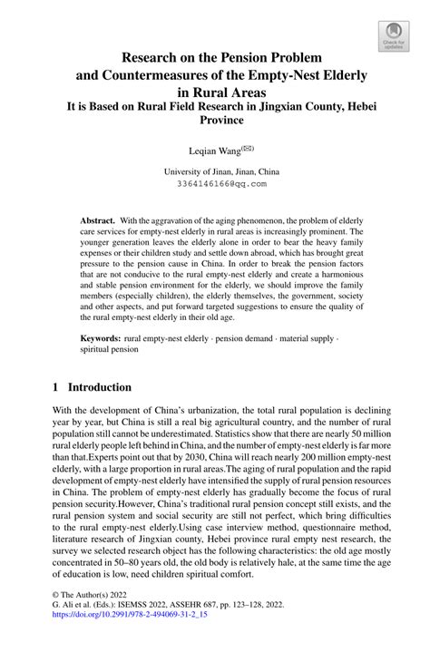 Pdf Research On The Pension Problem And Countermeasures Of The Empty