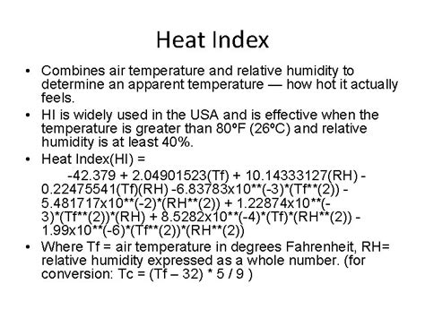Heat Related Indices For The Health Sector Glenn
