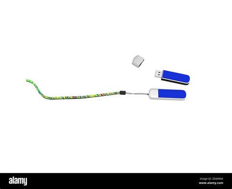 Blue USB Stick With Cord Stock Photo Alamy