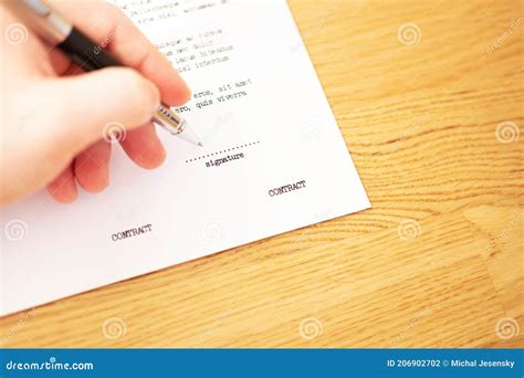 Signing Contract Document Left Handed Stock Photo Image Of Accord Deal 206902702