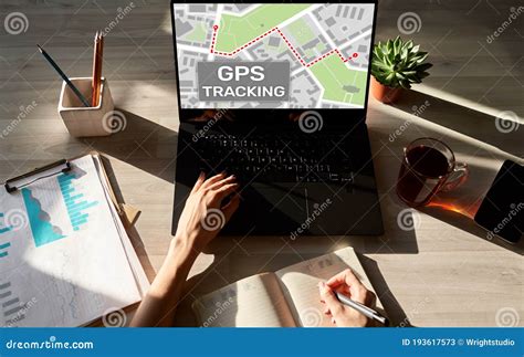 GPS Global Positioning System Tracking Map On Device Screen Stock Image Image Of Smart