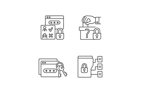 Data Sensitivity Linear Icons Set Outline Icons ~ Creative Market